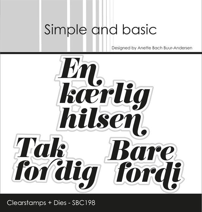 Akrylstempel med die Danske tekster A7 SBC198 Simple and basic - Simple and Basic - Lunahobby