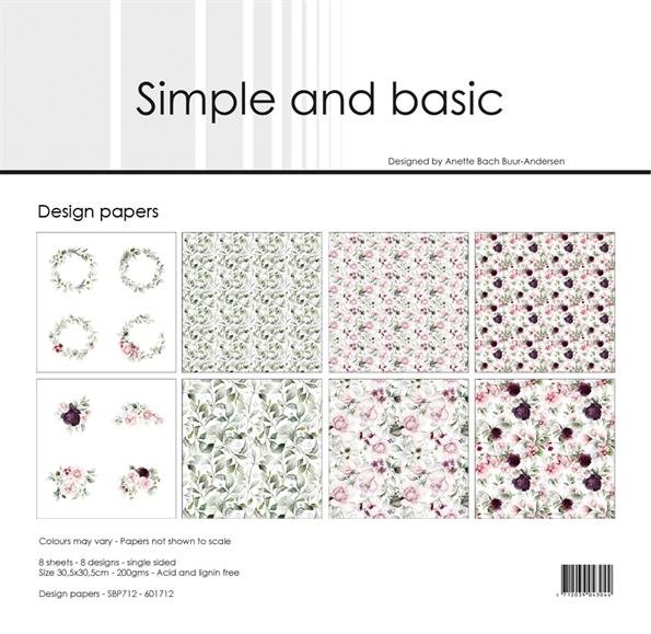 LÆS BESKRIVELSE Simple and Basic Design papir Beautiful Roses 30,5x30 ...
