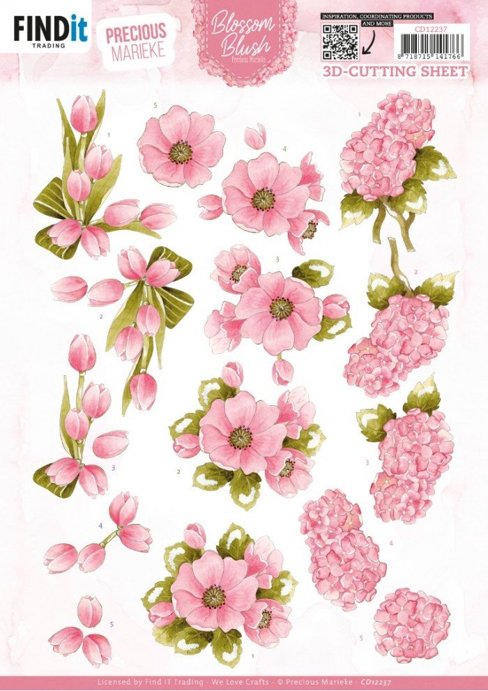 3D ark Marieke 12237 Blossom Blush - Bright Pink M21 - 3D Blomster ...