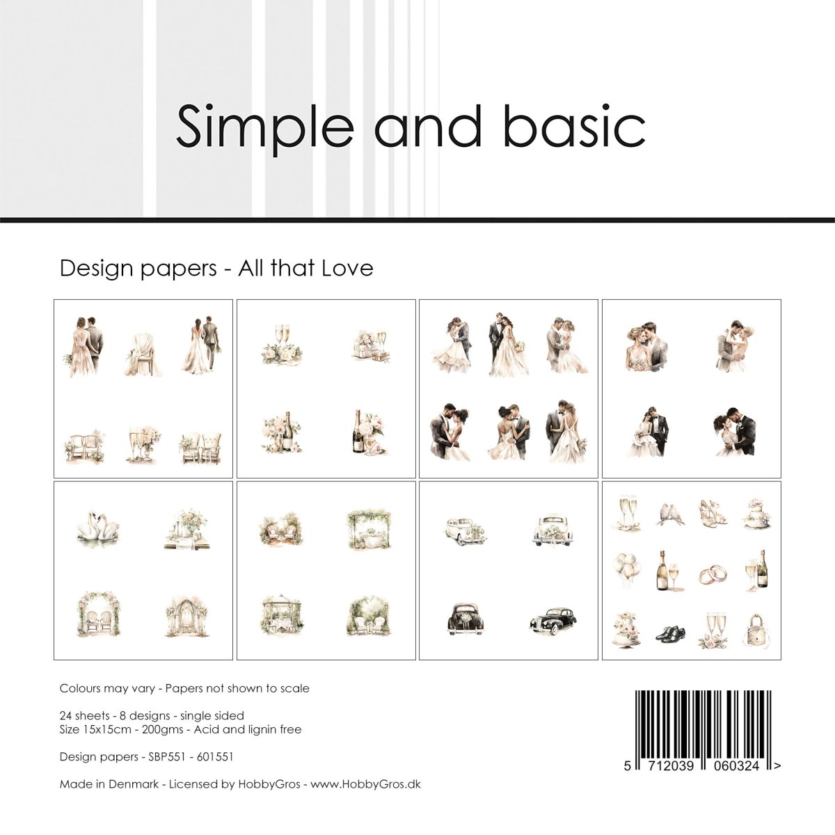 Papirblok SBP551 All that Love 15x15cm simple and basic - Simple and Basic 6x6" papirblokke ...